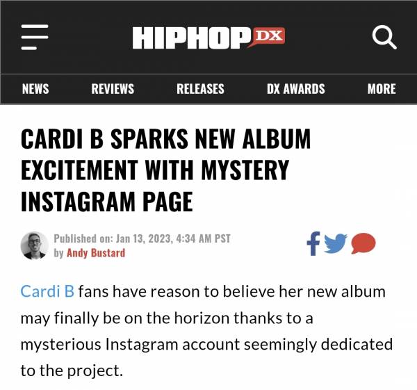 힙합엘이 - 카디비, 새앨범 발매 임박?