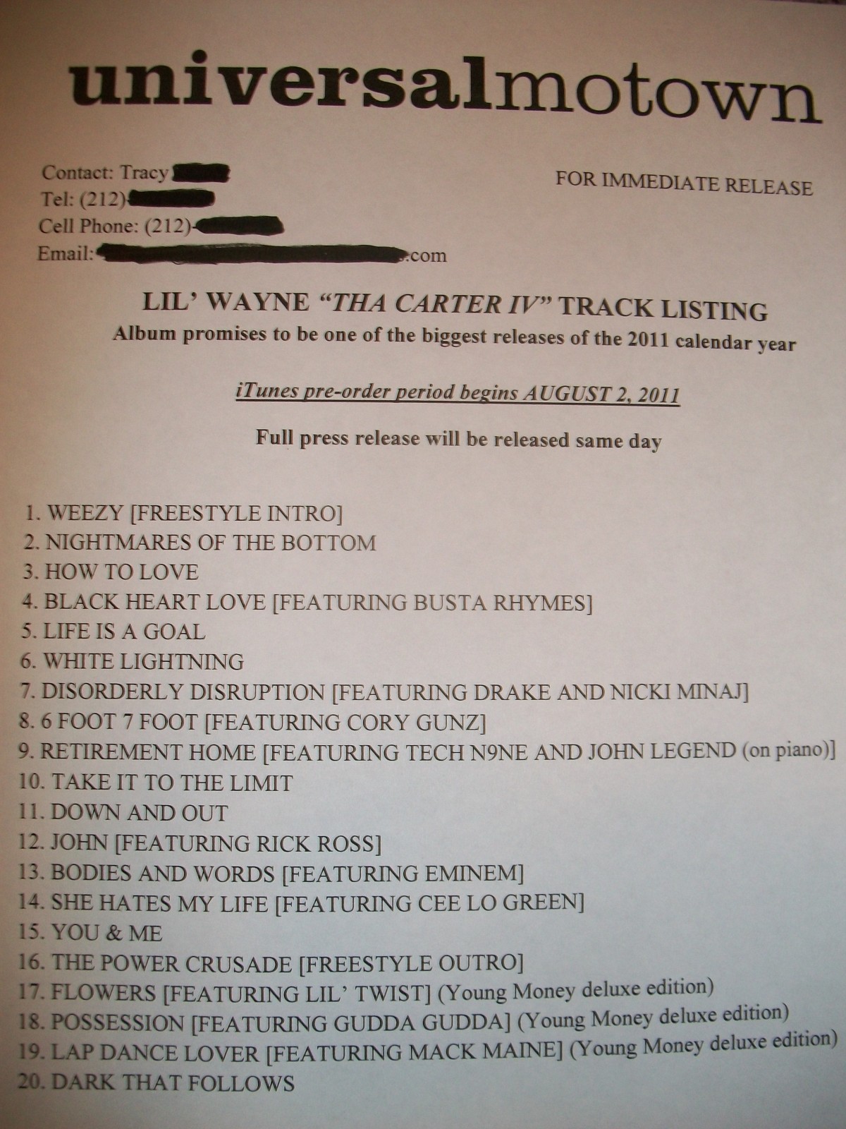 [Info] Lil Wayne - Tha Carter IV Track List - 갤러리 - 힙합엘이 | HIPHOPLE.com